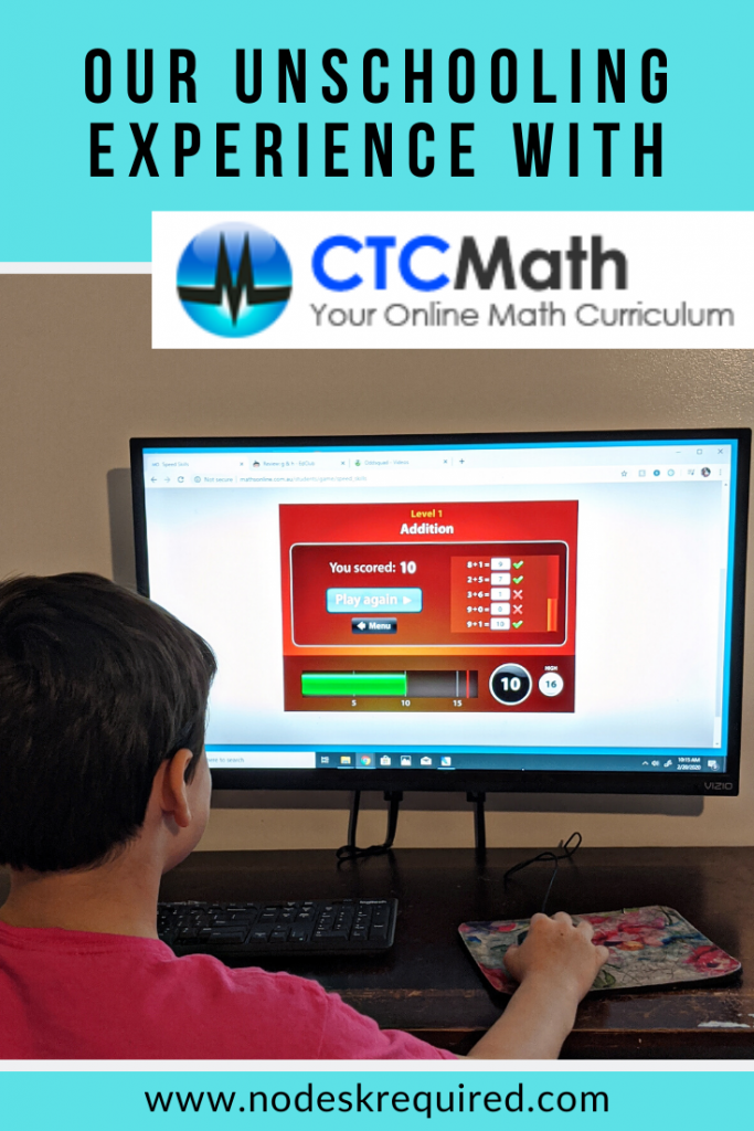 CTCMath math program review and giveaway - No Desk Required